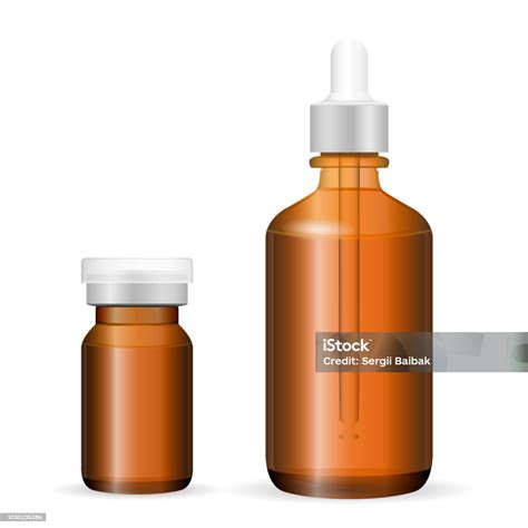 갈색 유리 또는 플라스틱 병 화장품 의학에 대 한 설정 Eps 벡터 일러스트입니다 주입 및 스포이드 병 배경에 고립입니다 0명에 대한 스톡 벡터 아트 및 기타 이미지