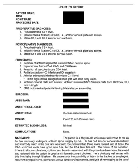 Operative Note Template