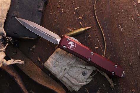 Microtech Ultratech De 34” Otf Auto Merlot Aluminum Apocalyptic