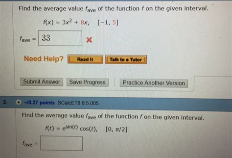 solved find the average value fave of the function f on the