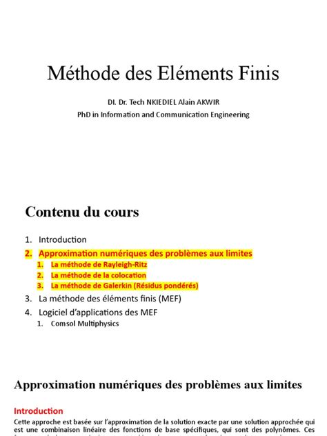 methode des elements finis 1920 2 approximation numerique des