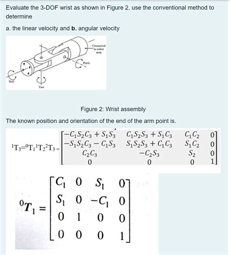 Solved Evaluate The 3 Dof Wrist As Shown In Figure 2 Use
