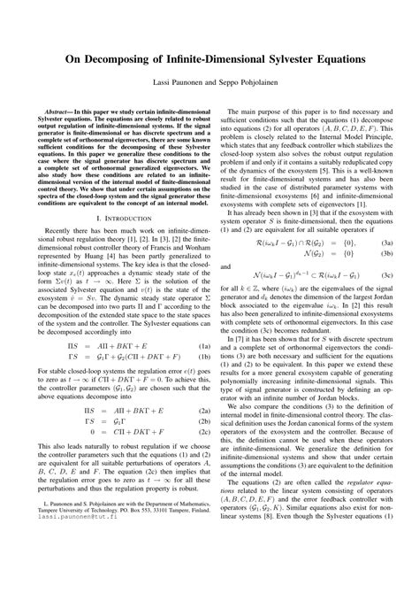 Pdf On Decomposing Of Infinite Dimensional Sylvester Equations Pdf On Decomposing Of Infinite Dimensional Sylvester Equations