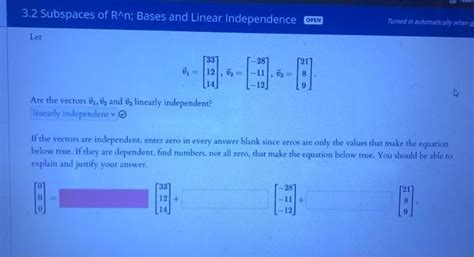 Solved 32 Subspaces Of Rn Bases And Linear Independence