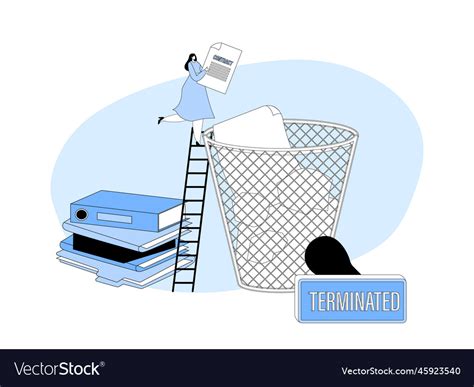 Agreement Termination Concept With Tiny Female Vector Image