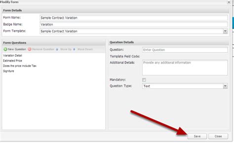 Forms How To Link The Contract Variation Form To The Contract
