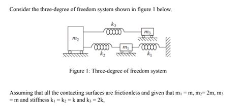solved consider the three degree of freedom system shown in