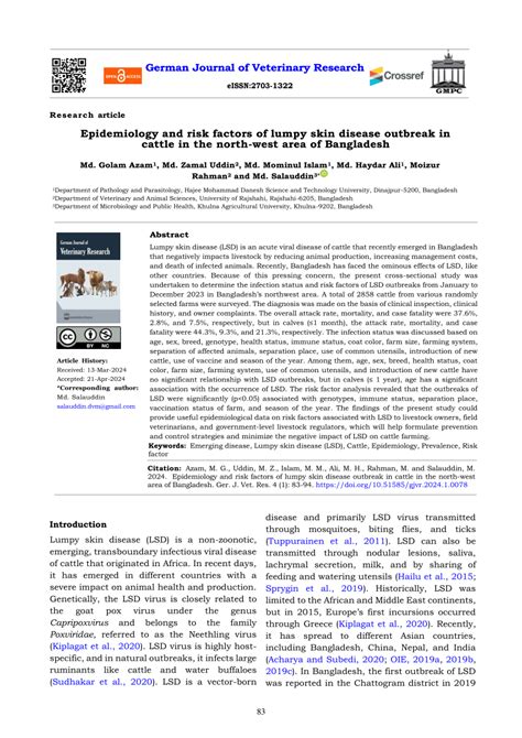 Pdf Epidemiology And Risk Factors Of Lumpy Skin Disease Outbreak In