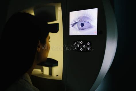 Perimetry Eye Test For Early Signs Of Glaucoma In Women At An Ophthalmology Clinic Measuring