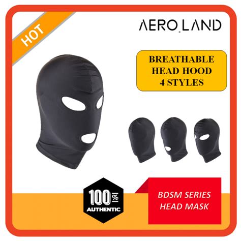 SM Style Sex Mask Fetish Slave Bondage Restraints Mouth Eye Open Head Harness Blindfold For