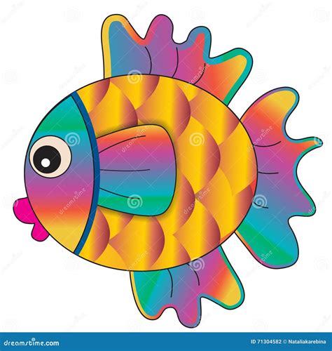 Fish Bright Orange Peach Fish With Blue Green Fins Vector Full Color