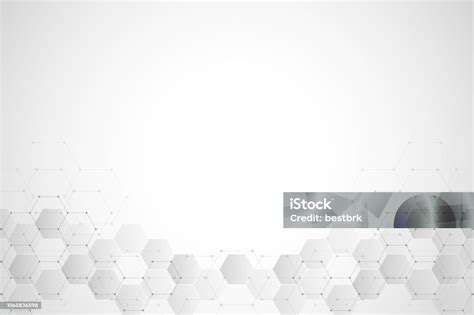 육각형 요소와 기하학적 추상 배경입니다 현대적인 디자인에 대 한 의료 배경 텍스처입니다 분자 구조와 육각형 패턴의 벡터 그림입니다 과학 및 기술 개념입니다 0명에 대한 스톡
