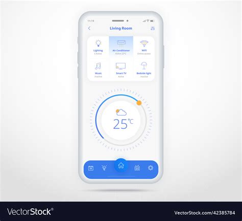 Smartphone Smart Home Controlled App Ux Ui Iot Vector Image