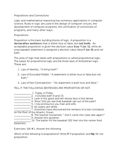 propositions and connectives lesson 1 pdf if and only if logic