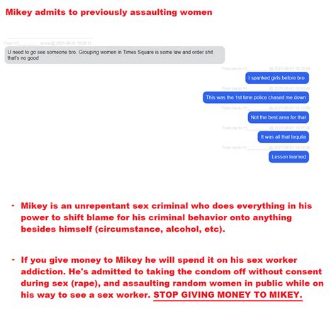 Dont Know Who Needs To Hear This But Mikey Is An Unrepentant Sex Criminal R Mikeymiles