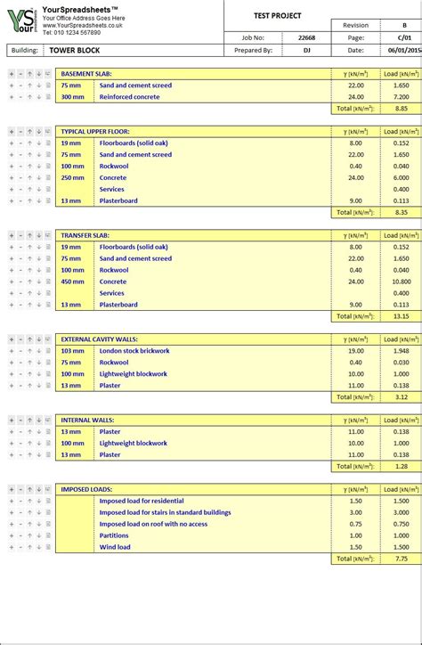 Loading Schedule Spreadsheet