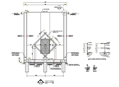 Autocad Dwg Showing Typical Sectional Plan Of Handrail Connecting To Concrete Download The