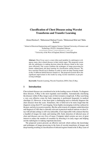 Classification Of Chest Diseases Using Wavelet Transforms And Transfer Learning Deepai