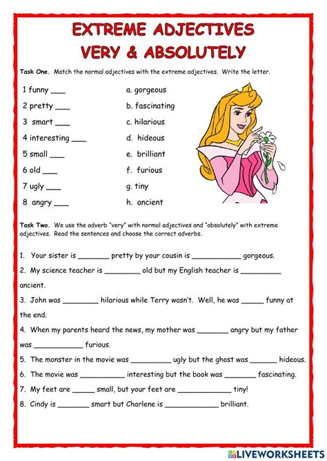 Extreme Adjectives With Very And Absolutely Worksheet English Adjectives Learn English