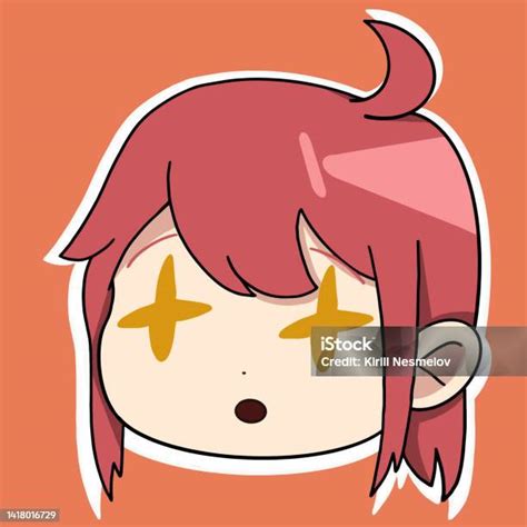 소녀의 얼굴과 얼굴에 다른 감정과 빨간 머리카락이있는 애니메이션 스티커 귀여운에 대한 스톡 벡터 아트 및 기타 이미지 귀여운 눈 신체 부분 달력 날짜 Istock