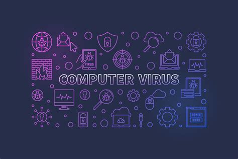 Computer Virus Vector Concept Line Horizontal Illustration 13335673