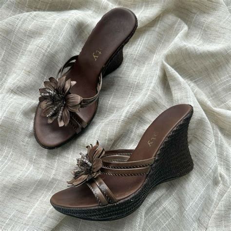 Y2k Brown Wedge Sandals Vintage Boho Chic Heels 2000s Y2k Shoes