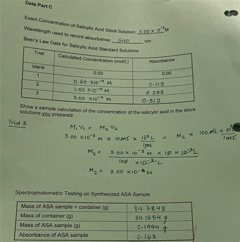 Solved Data Part A Ilculated In T One Data Part B