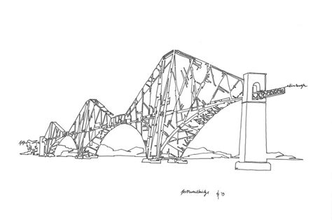 Forth Rail Bridge Edinburgh Original Hand Drawn Continuous Line Drawing Etsy UK