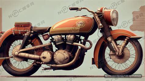 Ai创作图复古摩托侧面渲染图 昵图网