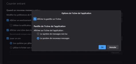 Affichage Icône Thunderbird