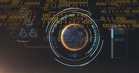 Image Of Globe With Binary Coding And Data Processing Over Dark Background Stock Image Image