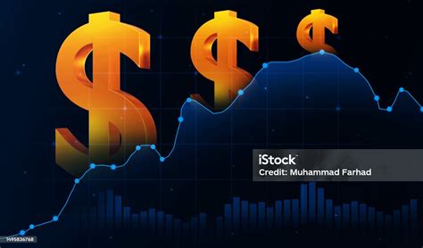 달러 가격은 파란색 그래프와 황금색 3d 렌더링 통화 기호와 함께 올라갑니다 Usd 가격 상승 개념 배경 3차원 형태에 대한 스톡 사진 및 기타 이미지 Istock
