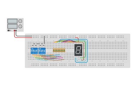 circuit design display de 7 segmentos tinkercad