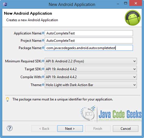 Android Auto Complete Example Java Code Geeks