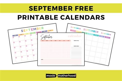 Free Printable September 2023 Calendars 3 Designs On Moxie And