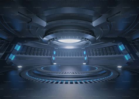 텅 빈 하늘색 스튜디오 룸 파란색으로 조명이 켜진 빈 무대가 있는 미래형 인테리어 디자인을 위한 미래 배경 3d 렌더링 사진 Unsplash의 미래 이미지