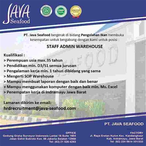Lowongan Kerja Pt Java Seafood Desember 2022 Loker Subang Id