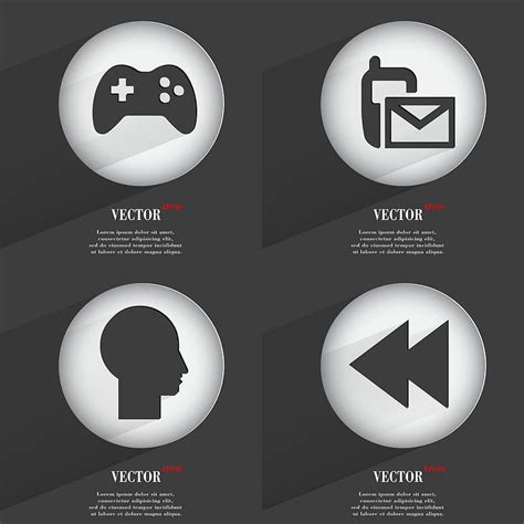 Set Of 4 Flat Buttons Icons With Shadows On Vector Eps Ai Uidownload