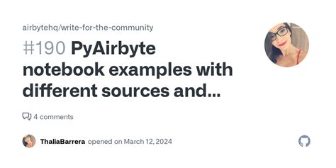 Pyairbyte Notebook Examples With Different Sources And Use Cases · Issue 190 · Airbytehqwrite