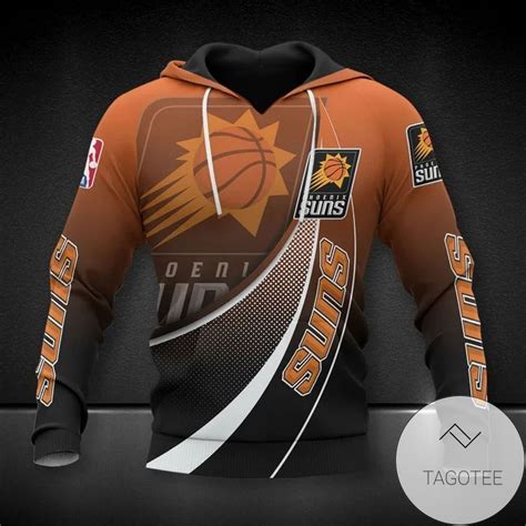 Nba Phoenix Suns Orange Black Gradient Curves Pullover Hoodie