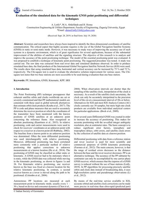 Pdf Evaluation Of The Simulated Data For The Kinematic Gnss Point Positioning And Differential