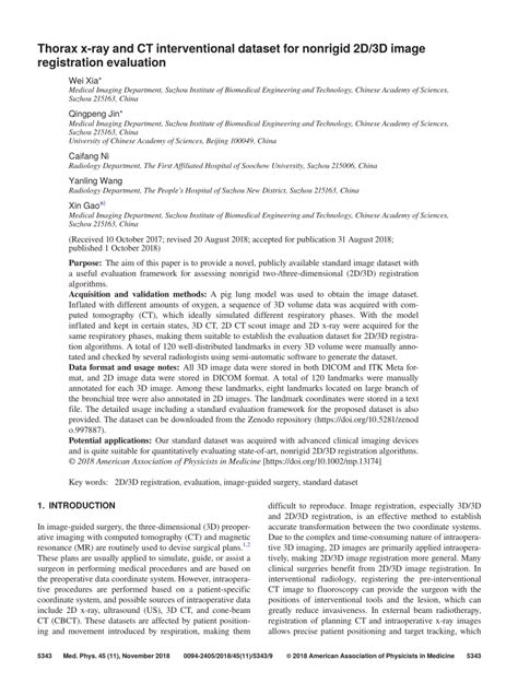 pdf thorax x‐ray and ct interventional dataset for non‐rigid 2d 3d