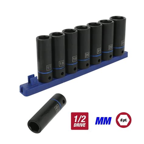Hyper Tough 9 Piece 12 Inch Mm Deep Drive Impact Socket Set For