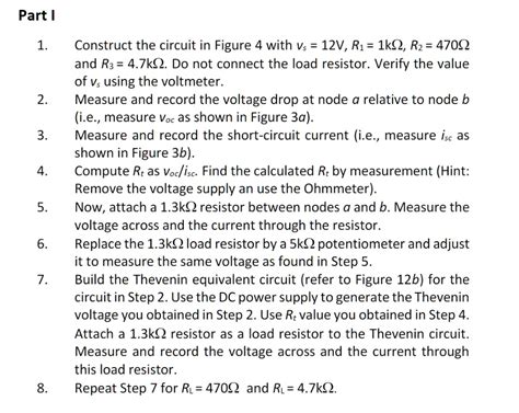 Solved Part 1 Construct The Circuit In Figure 4 With Vs 12v Ri 1kÎ© Rz 4700Î© And R3
