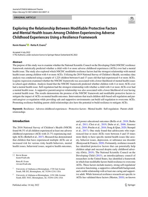 Pdf Exploring The Relationship Between Modifiable Protective Factors And Mental Health Issues