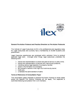 Fillable Online General Pre Action Protocol And Practice Direction On Pre Action Protocols Fax