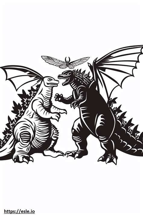 Godzilla Vs Mothra Coloring Sheet