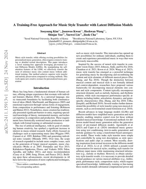 Pdf A Training Free Approach For Music Style Transfer With Latent Diffusion Models
