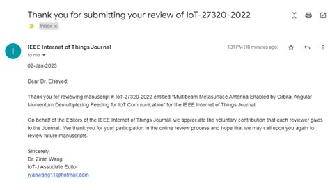 PDF Reviewer Acknowledgement For IEEE Internet Of Things IoT Journal