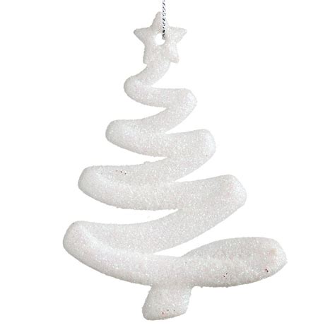 Декорация под формата на лъскава бяла елха в спирала Decorcasa 10 см